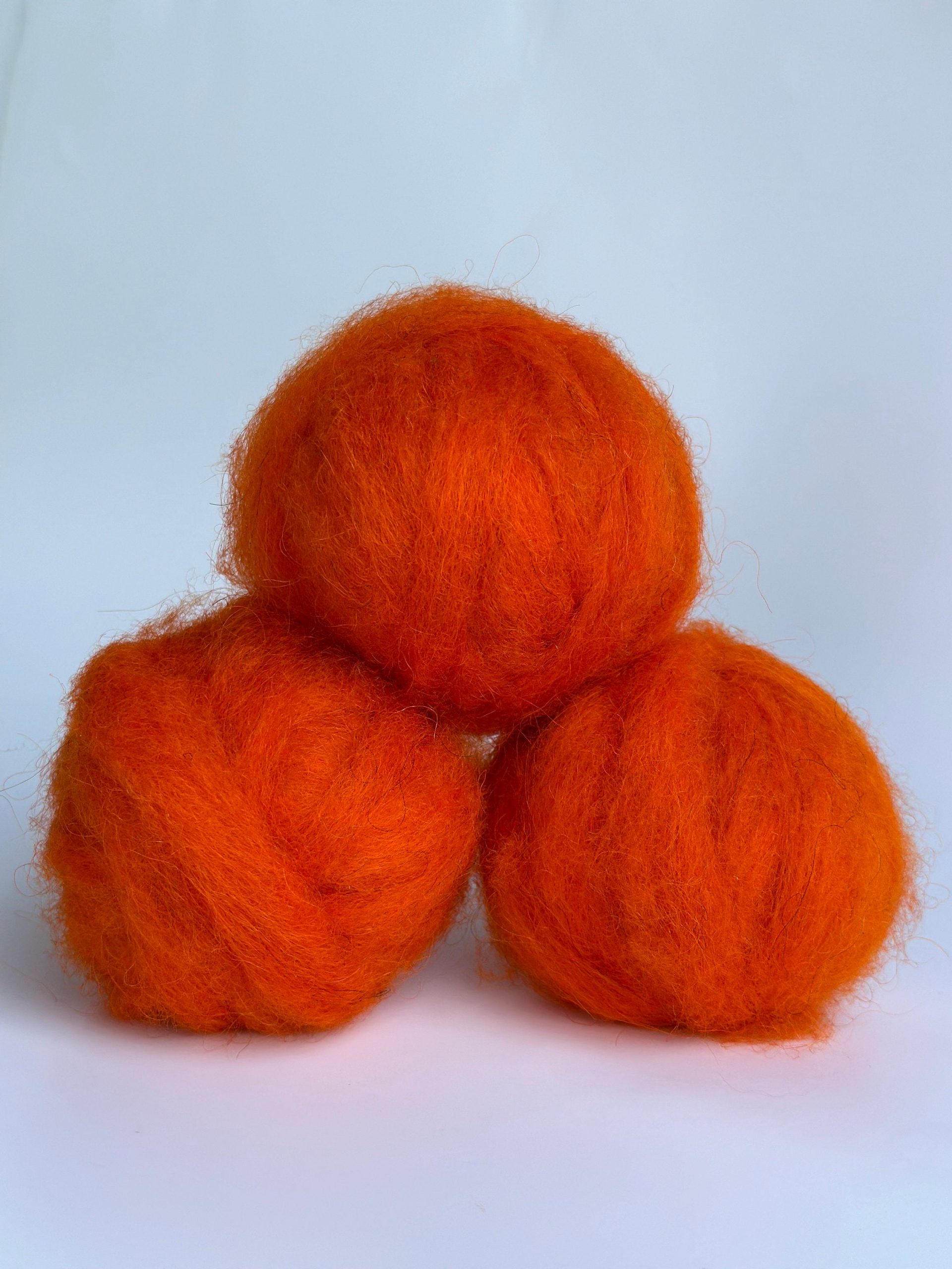 Icelandic Wool Roving Ball - Sunset Orange - Telderer's Rainbows End Farm