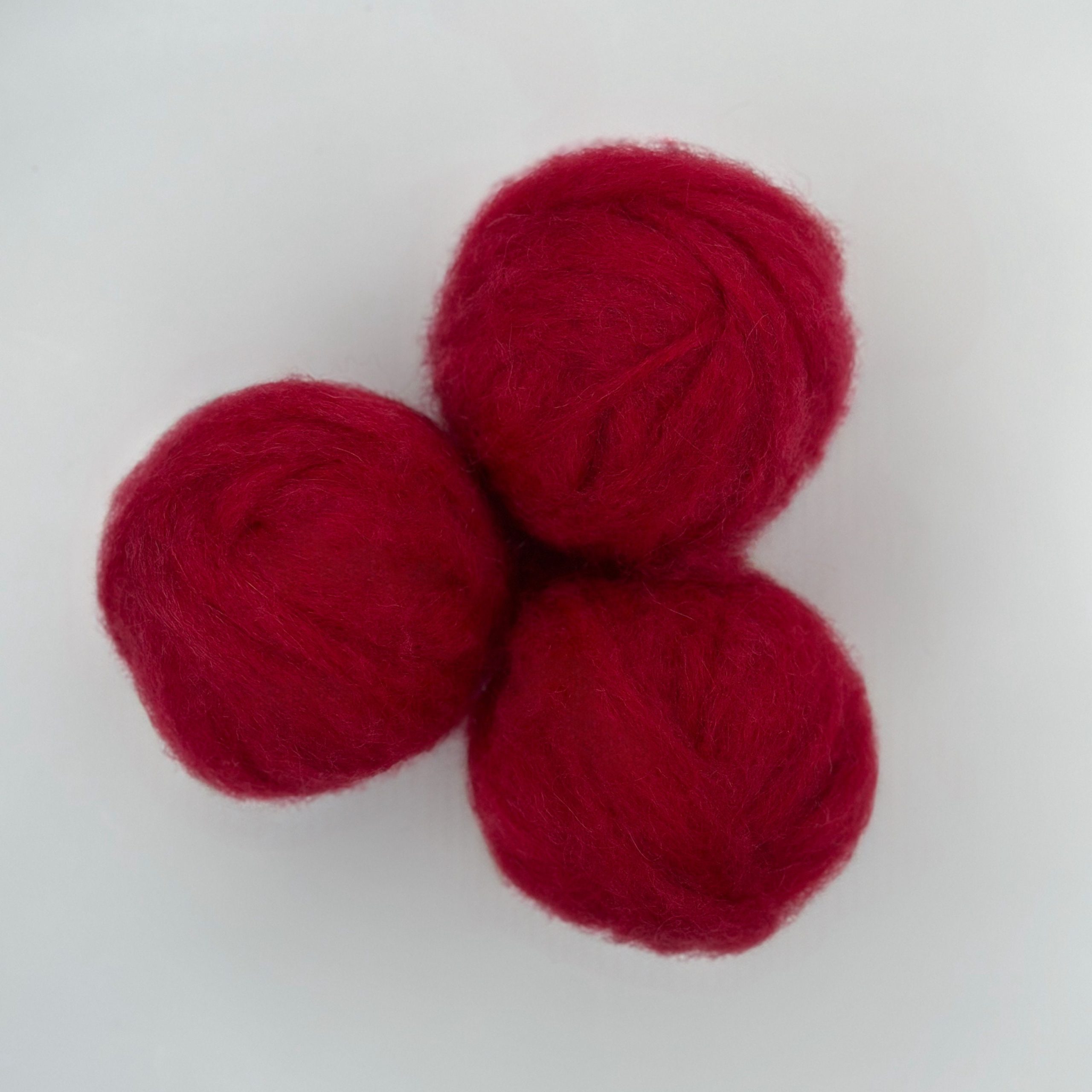 Icelandic Wool Roving Ball - Raspberry Red - Telderer's Rainbows End Farm