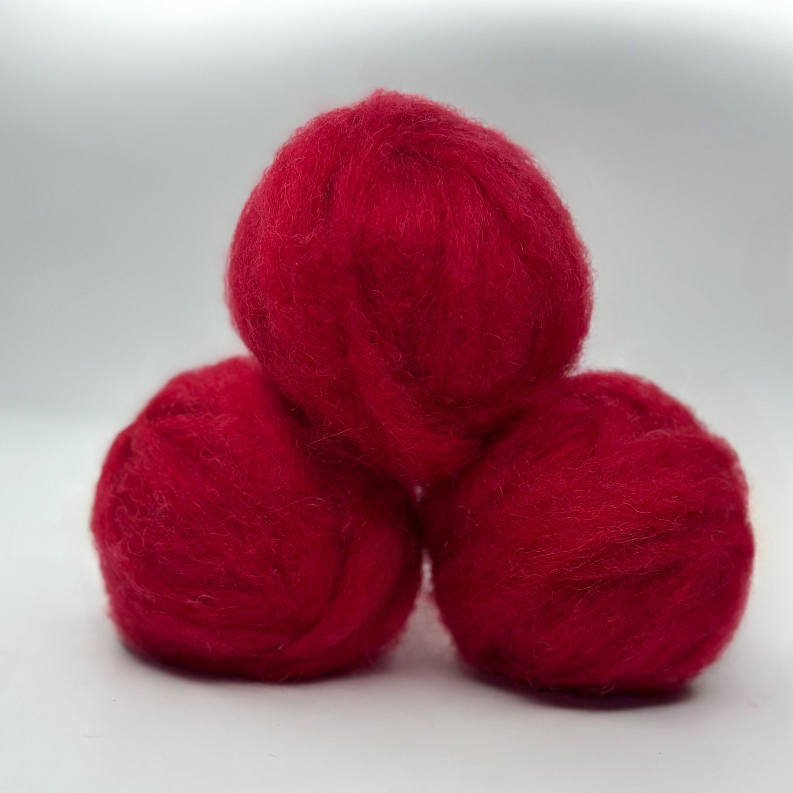 Icelandic Wool Roving Ball - Raspberry Red - Telderer's Rainbows End Farm