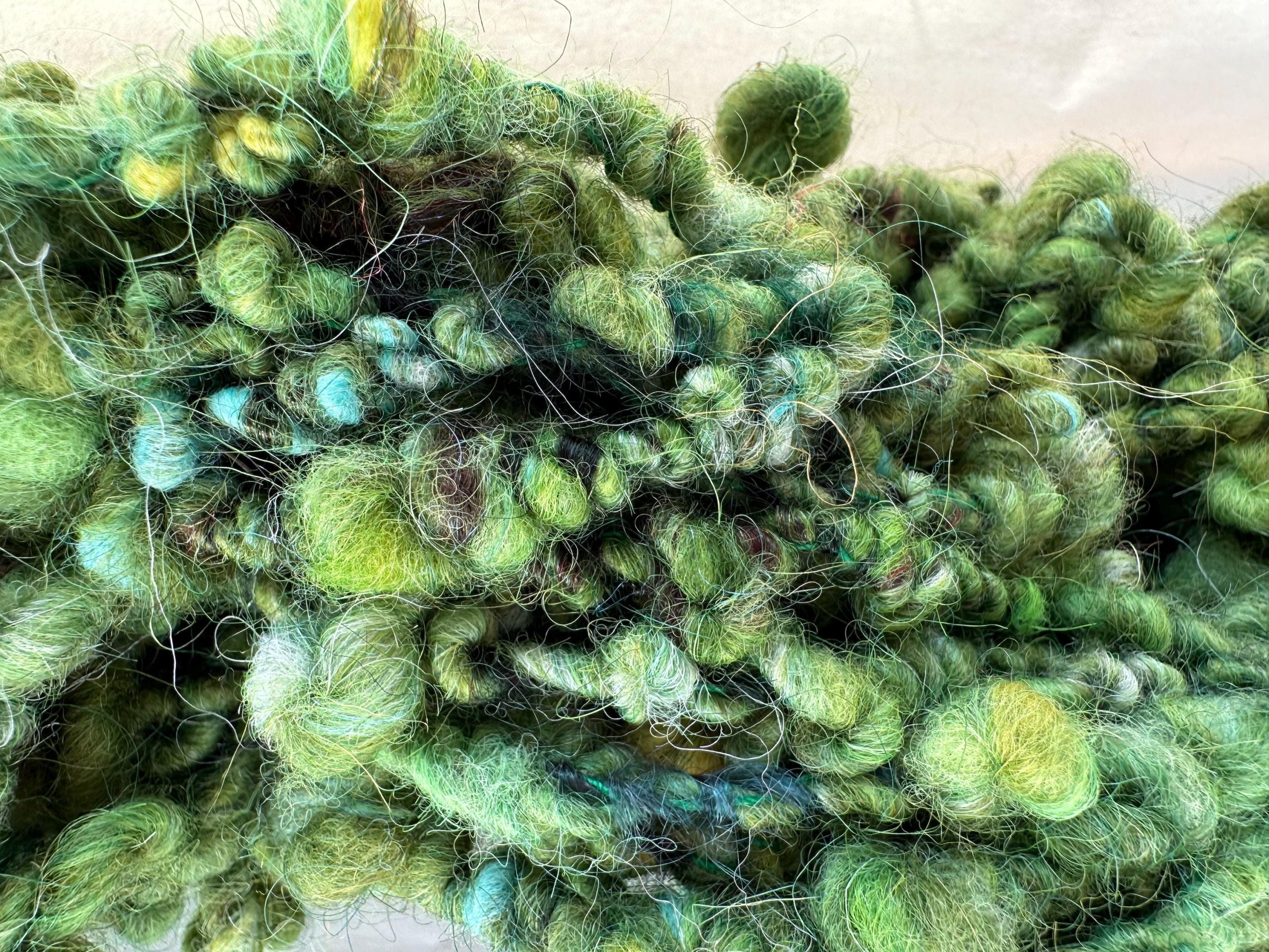 Mossy Floor Boucle Yarn - Textured Yarn with Bamboo, Angelina, Cotton ...